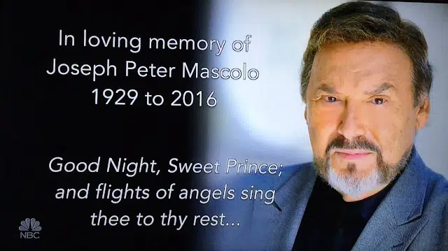 The End of An Era - Honoring the Legendary Joseph Mascolo!